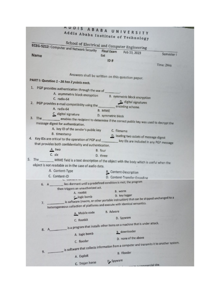 Answer To Final Exam | PDF