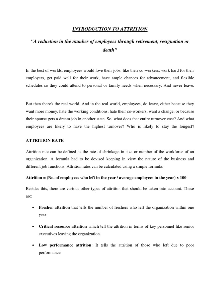 Introduction To Attrition "A Reduction in The Number of Employees ...