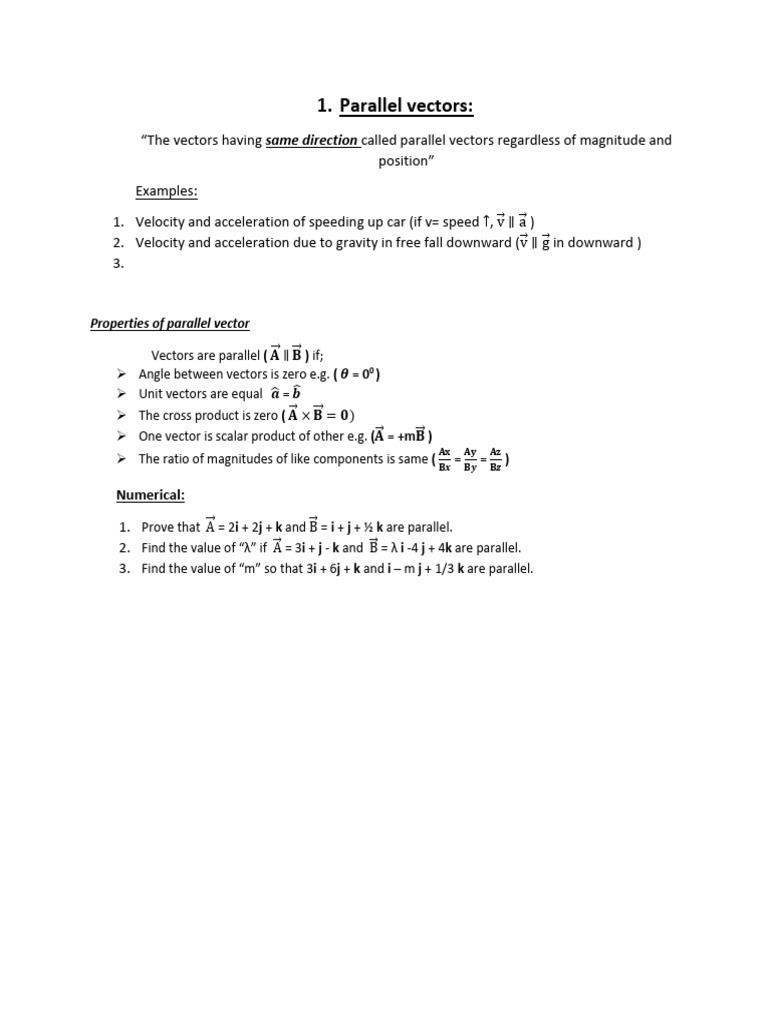 Parallel Vectors (15.4.25) | PDF