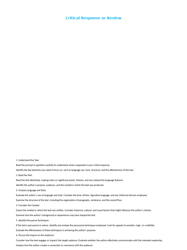 Guidelines for Critical Response Writing | PDF