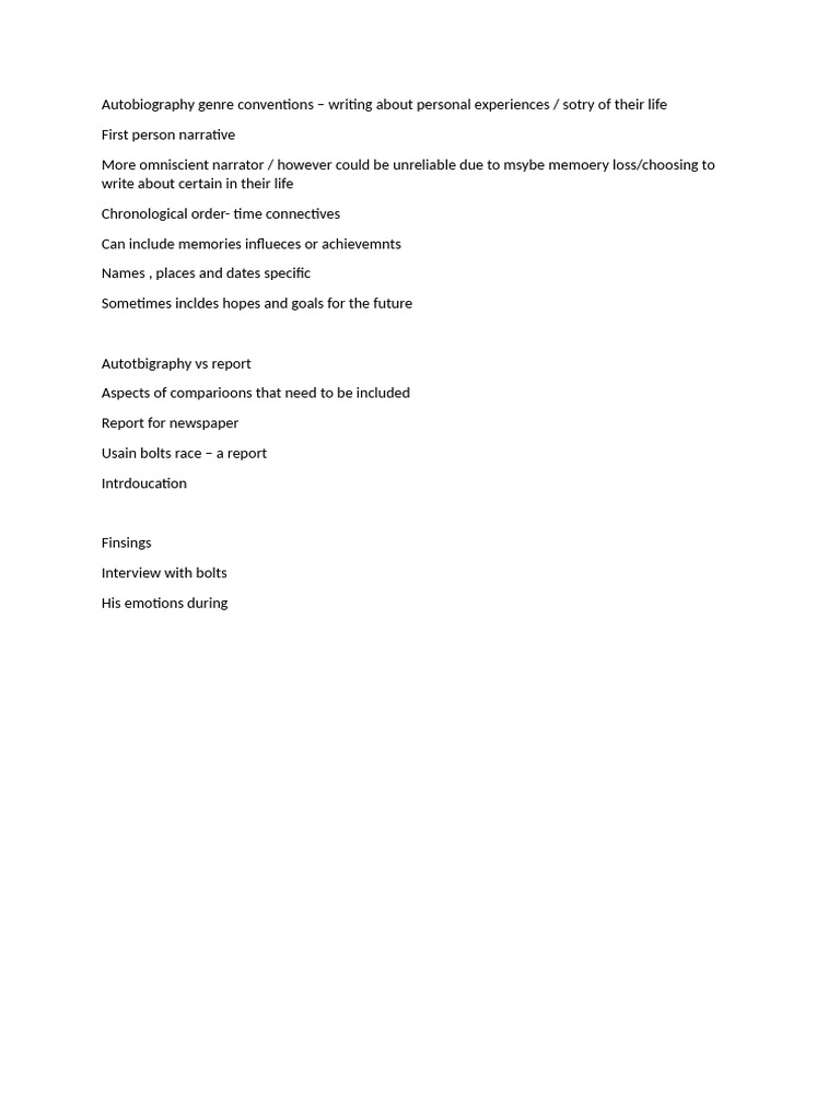 Autobiography Genre Conventions | PDF