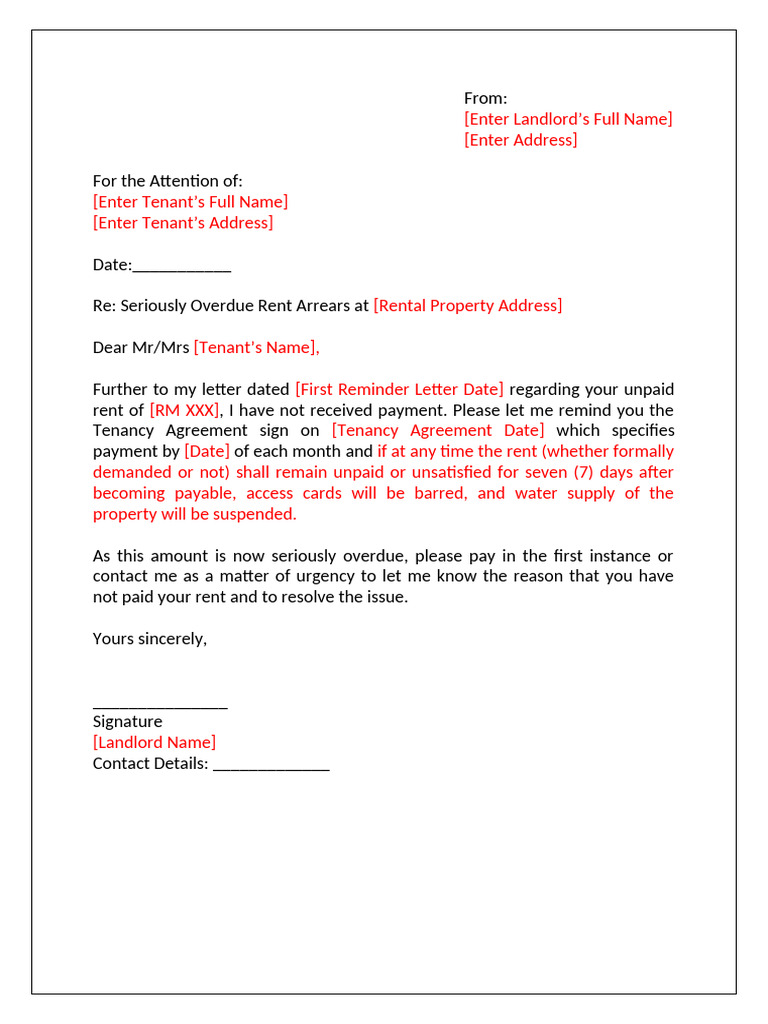 Second Reminder Letter (Late Payment) | PDF