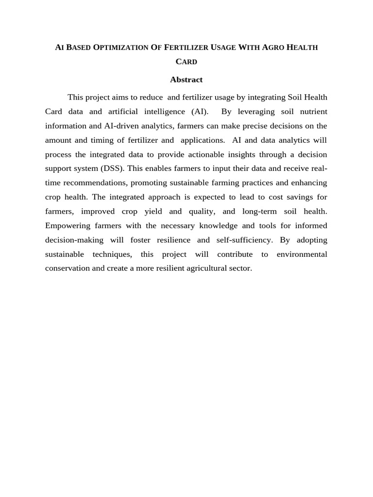 Report - Ai Based Optimization of Fertilizer Usage With Agro Health Card | PDF | Relay | Amplifier