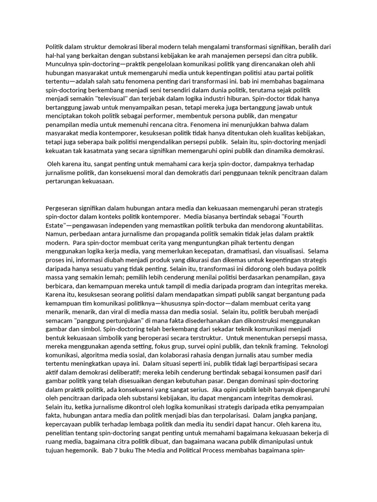 Spin-Doctoring: Seni Politik Modern | PDF