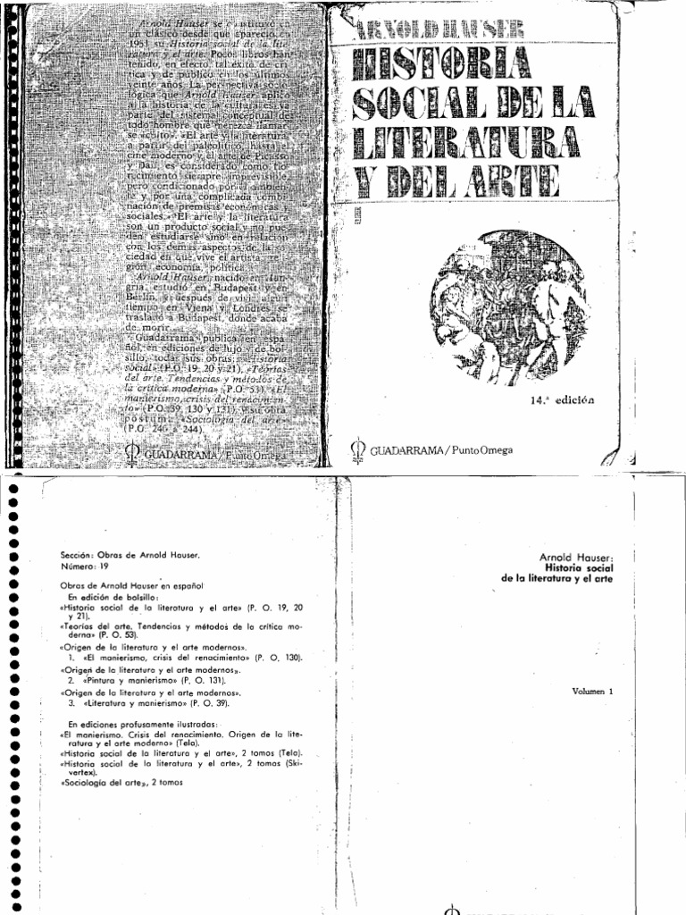 Hauser Arnold Historia Social de La Literatura y El Arte Tomo 1 | PDF