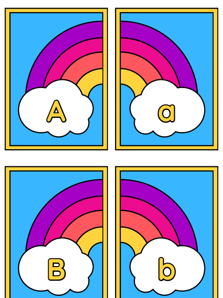 Alphabet Matching Flashcards Colorful Bold Rainbow Style - 20250417 ...