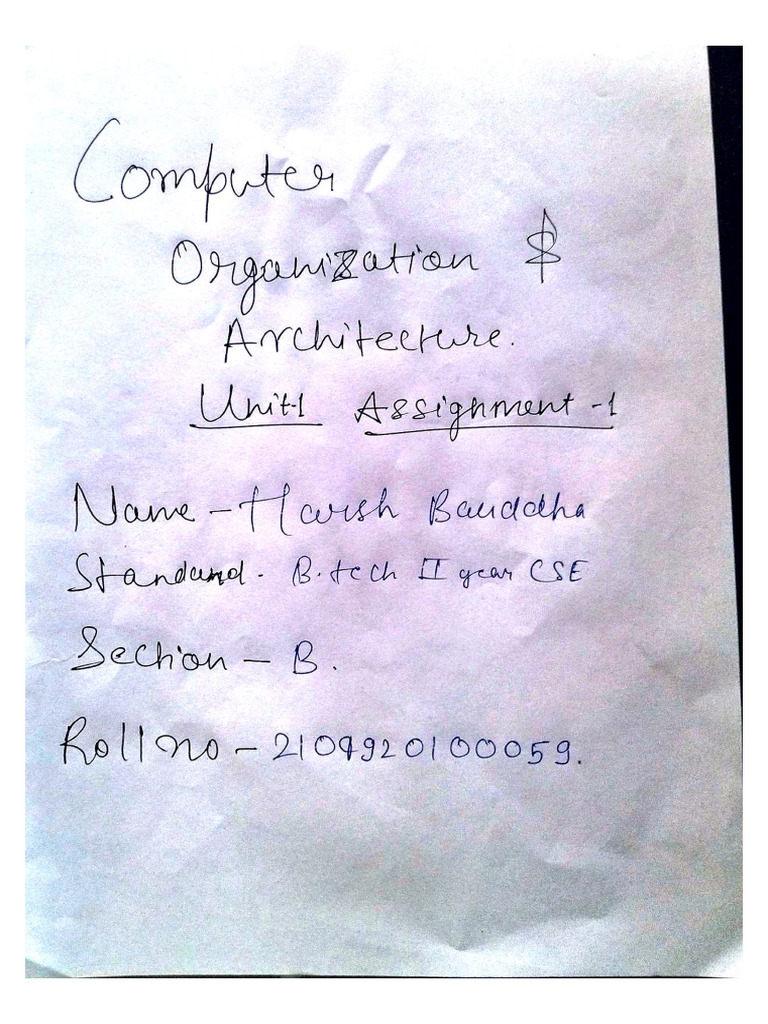 COA Assignment 1 | PDF