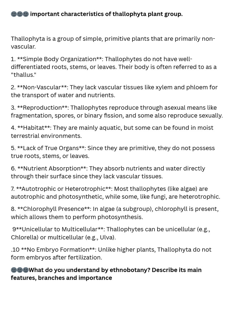 Thallophyta Is A Group of Simple, Primitive Plants That Are Primarily ...