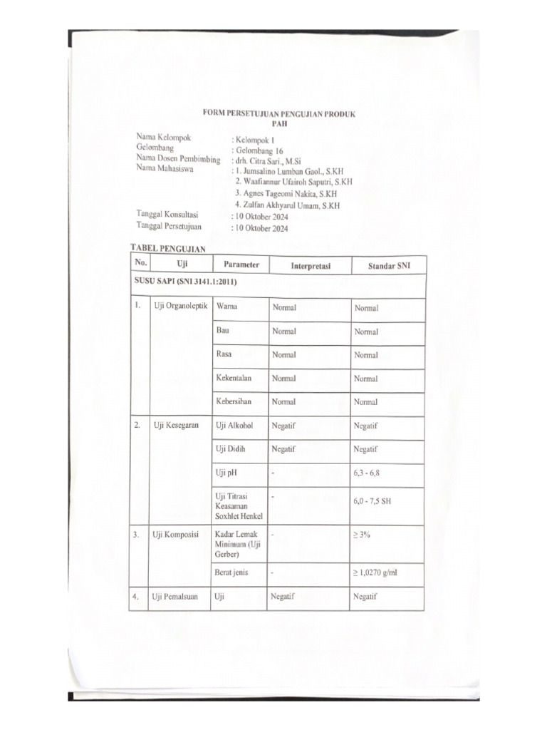 CONTOH Pengujian Lab Kesmavet Drh. Citra | PDF