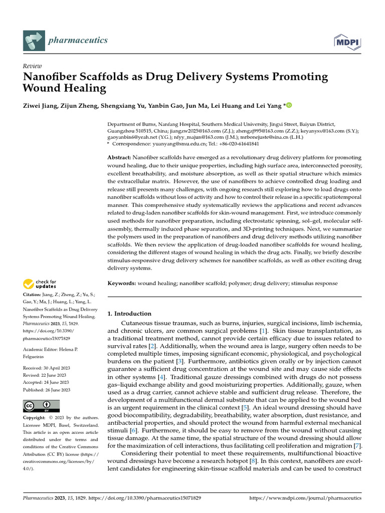 Nanofiber Scaffolds As Drug Delivery Systems Promo | PDF | Self ...