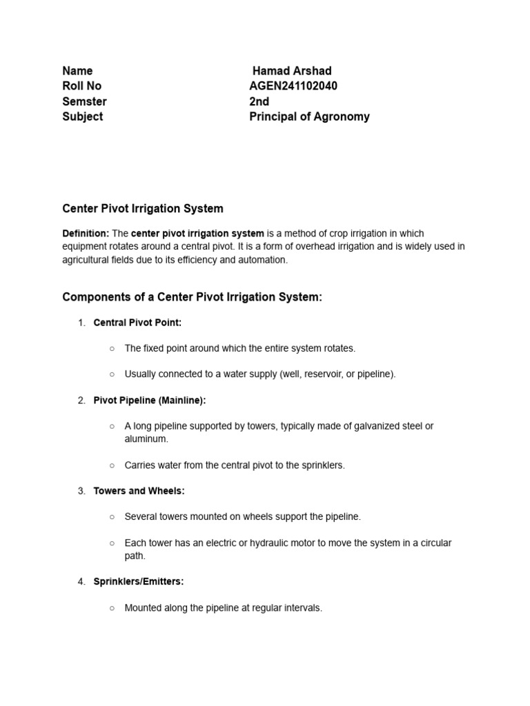 Center Pivot Irrigation Overview | PDF | Irrigation | Agronomy