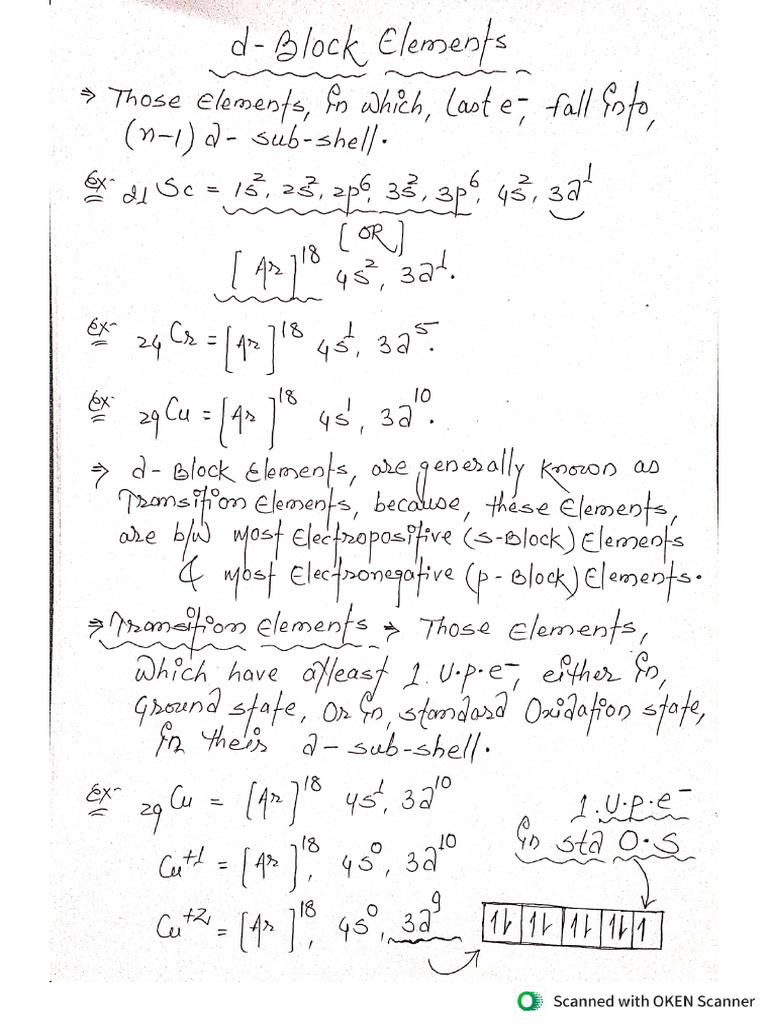Notes Of... d & f Block Elements.. ( Whole Chapters ). | PDF