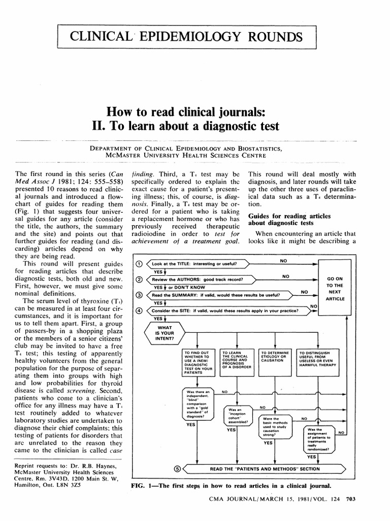 How To Read Journal On Diagnostic Test | PDF | Sensitivity And ...