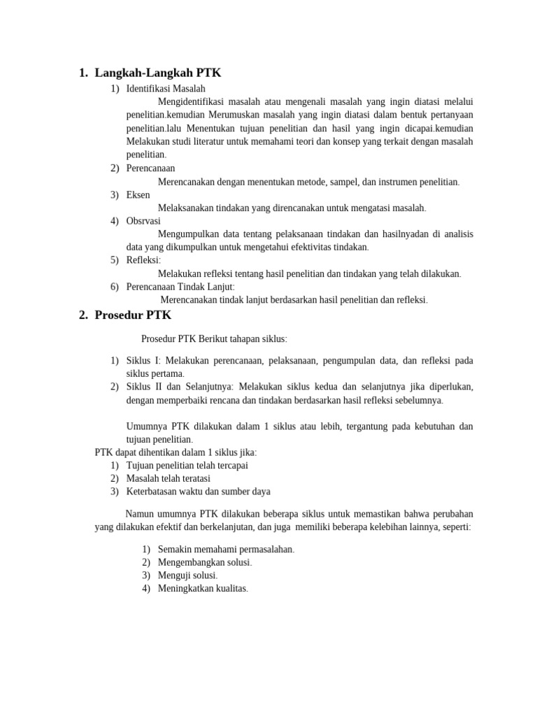 Langkah PTK | PDF
