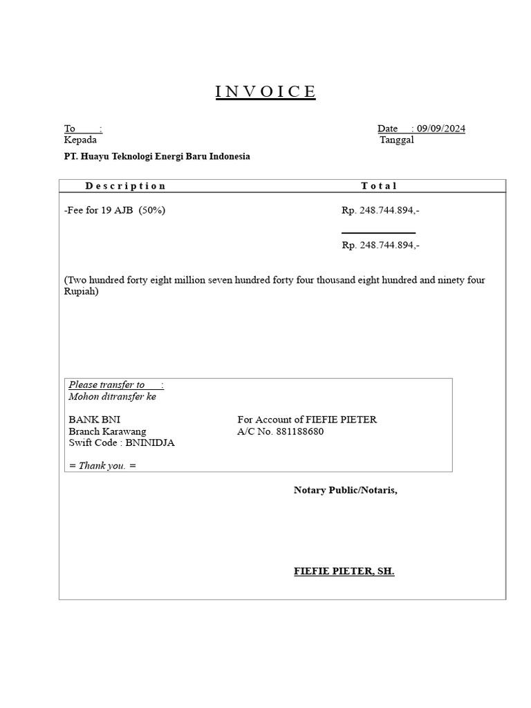 Invoice and Payment Request by Fiefie Pieter | PDF
