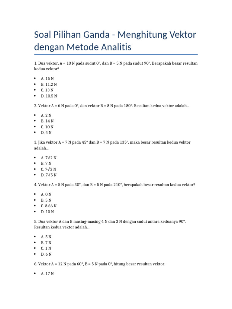 Soal Vektor Metode Analitis | PDF