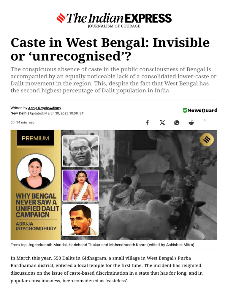Caste in West Bengal - Invisible or Unrecognised' | PDF | Dalit | Caste