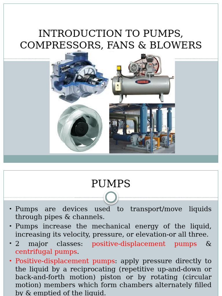 Overview of Pumps, Compressors, and Fans | PDF | Pump | Piston
