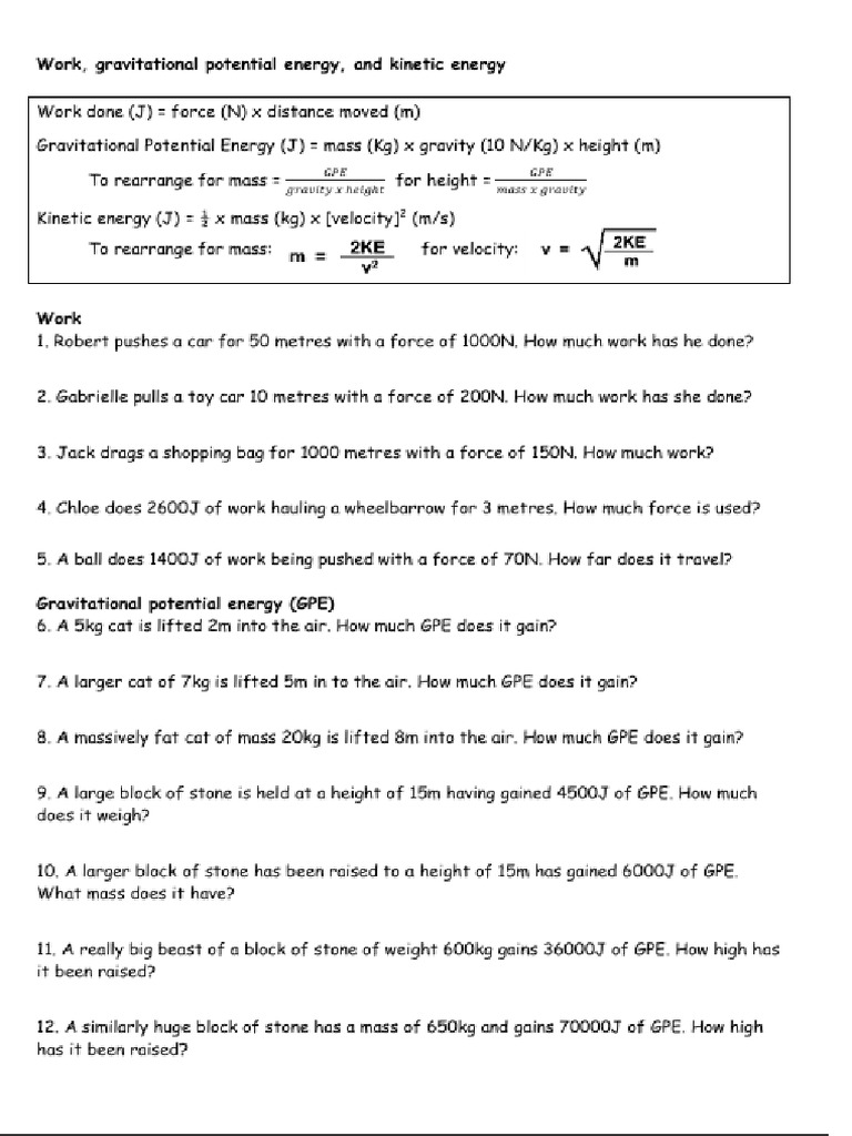 KE GPE Worksheet | PDF