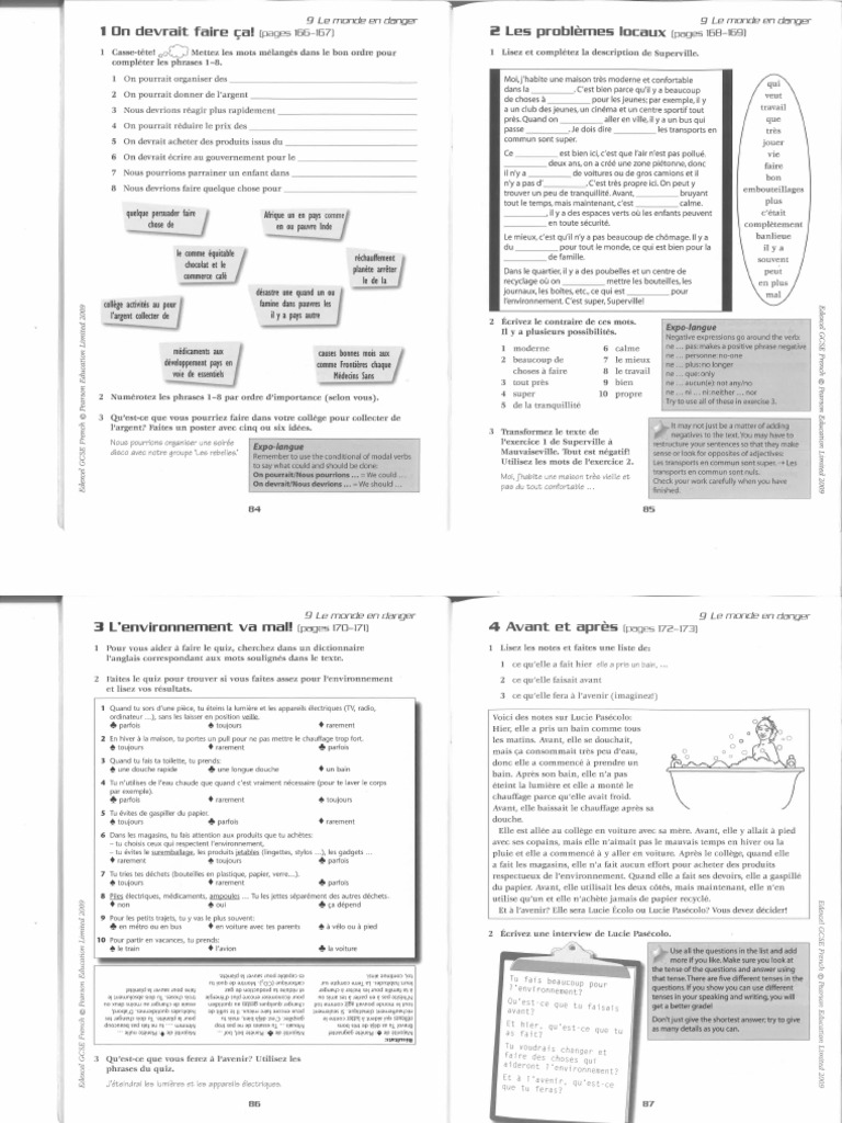FR GCSE Exo Unit 9 Le Monde en Danger | PDF
