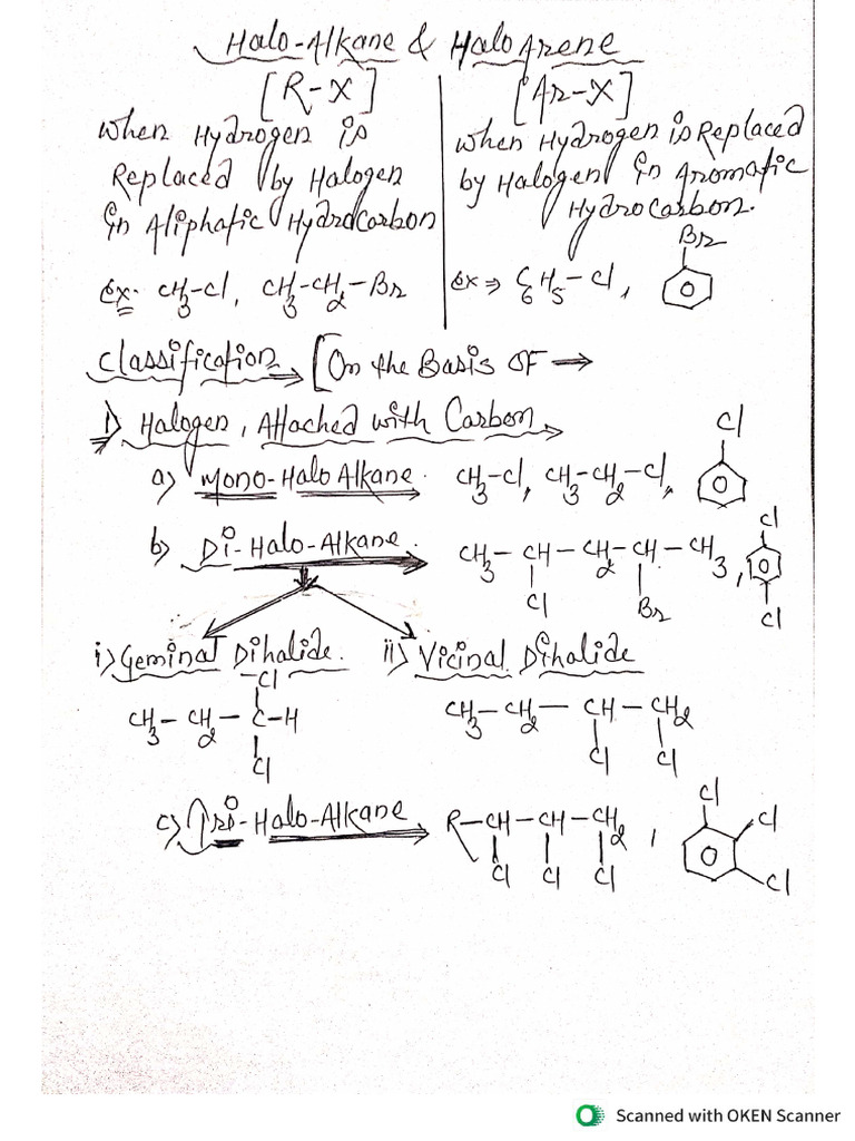 Notes Of.. Halo - Alkanes & Halo - Arenes (Whole Chapter) | PDF