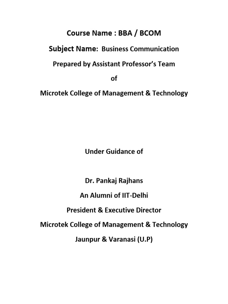 67ba869eac8c0 - BCA, BBA, BCOM-Business Communication | PDF | Communication | Semantics