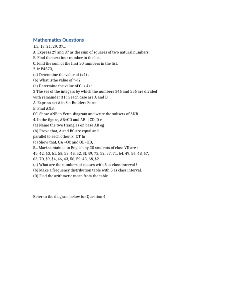 Math Questions Formatted OCR | PDF