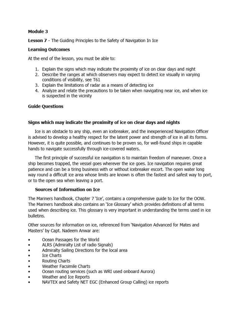 Topic 6 2 Guiding Principles On Navigation On Ice | PDF | Radar | Ice