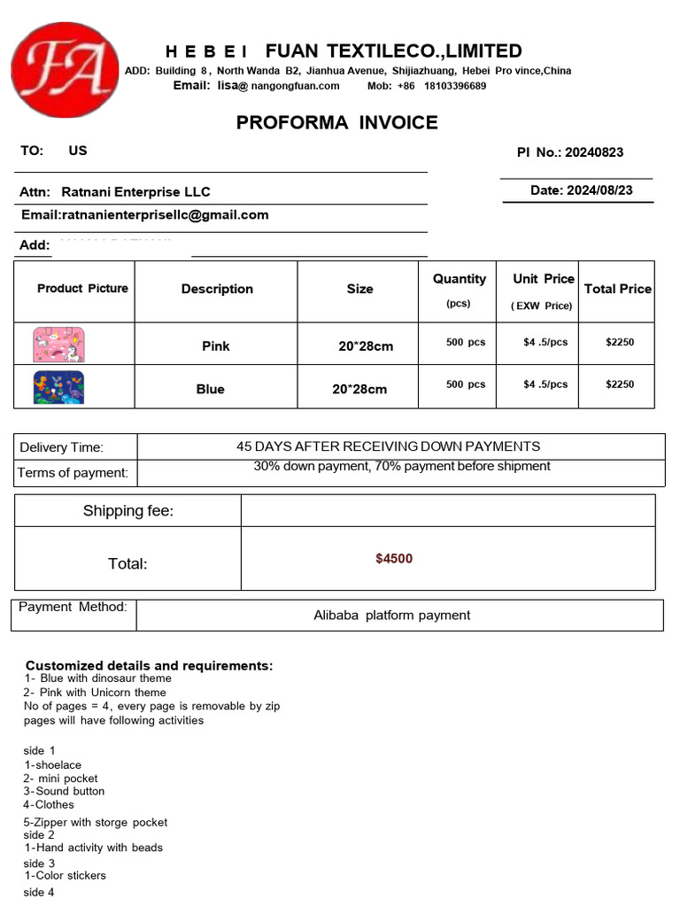 Invoice Ratnani Enterprise LLC | PDF