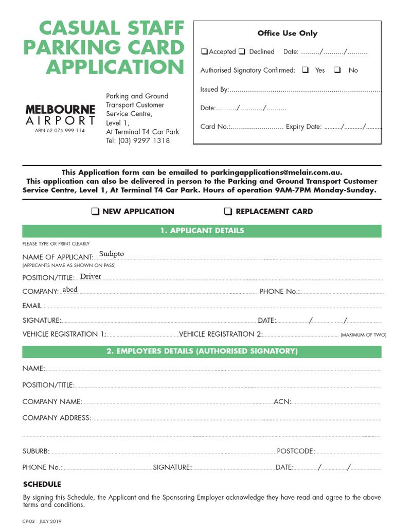 Melbourne Airport Staff Car Park Application | PDF | Parking Lot | Parking