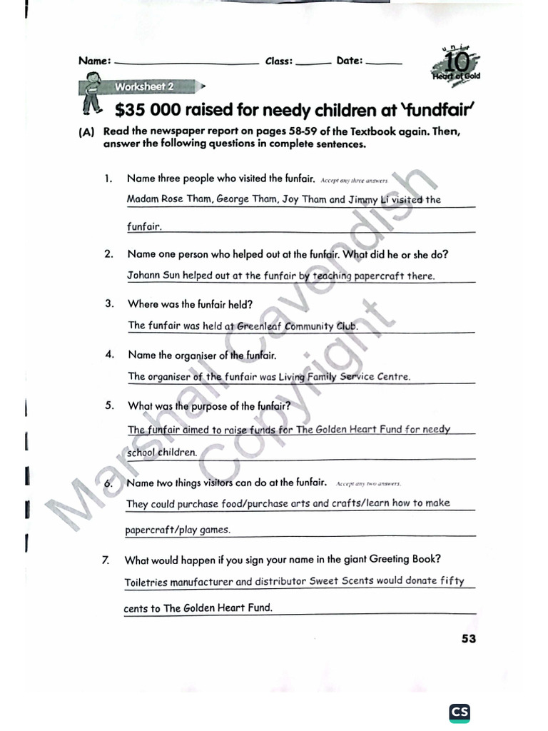 Workbook PG 53,54 Ans. Key | PDF