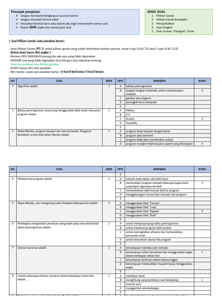 Template Soal Ujian | PDF