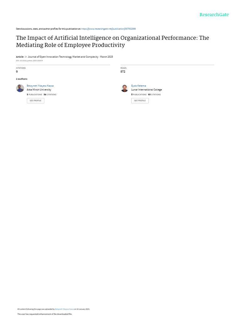 The Impact of Artificial Intelligence on Organizational Performance - The Mediating Role of ...