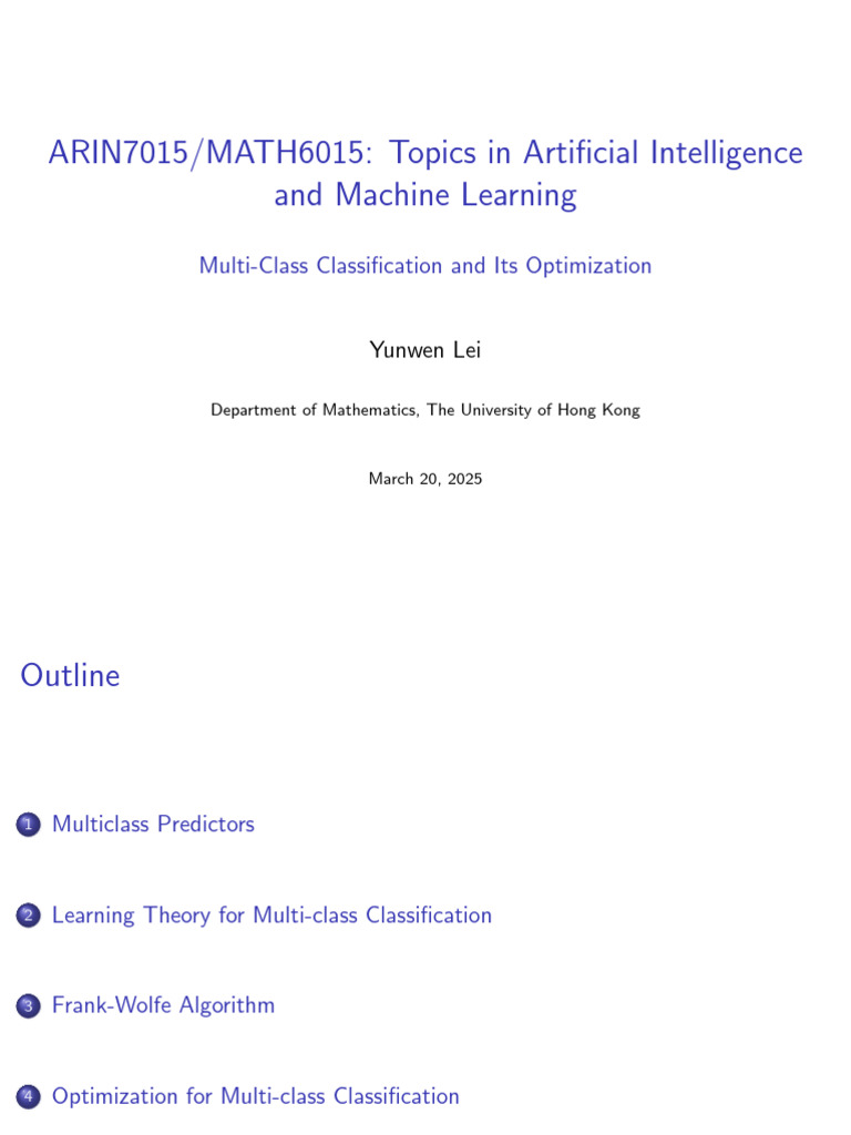 Multi-Class Classification | PDF | Statistical Classification | Mathematical Optimization