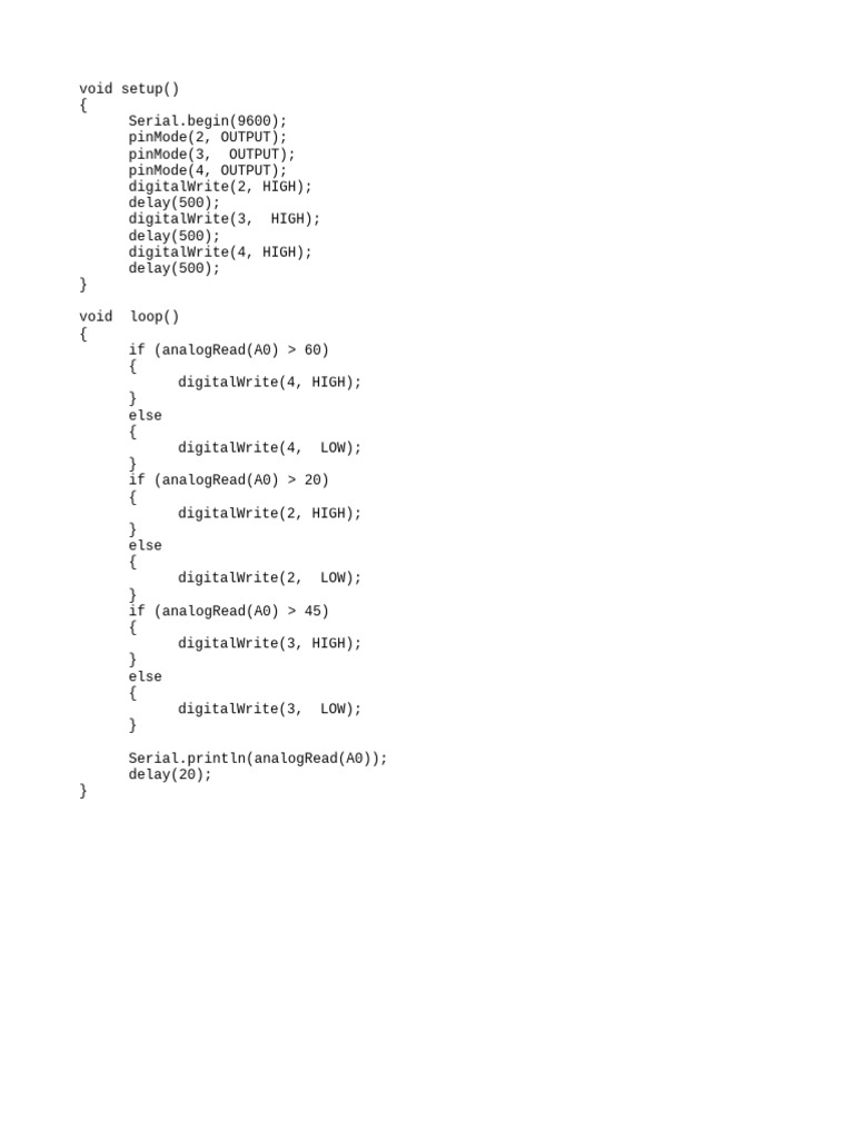Arduino Analog Read Control Code | PDF