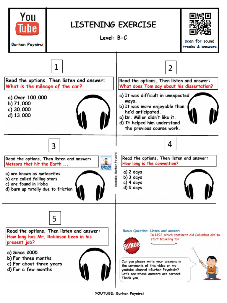 Li̇stening Exercise Youtube Burhan Peynirci | PDF