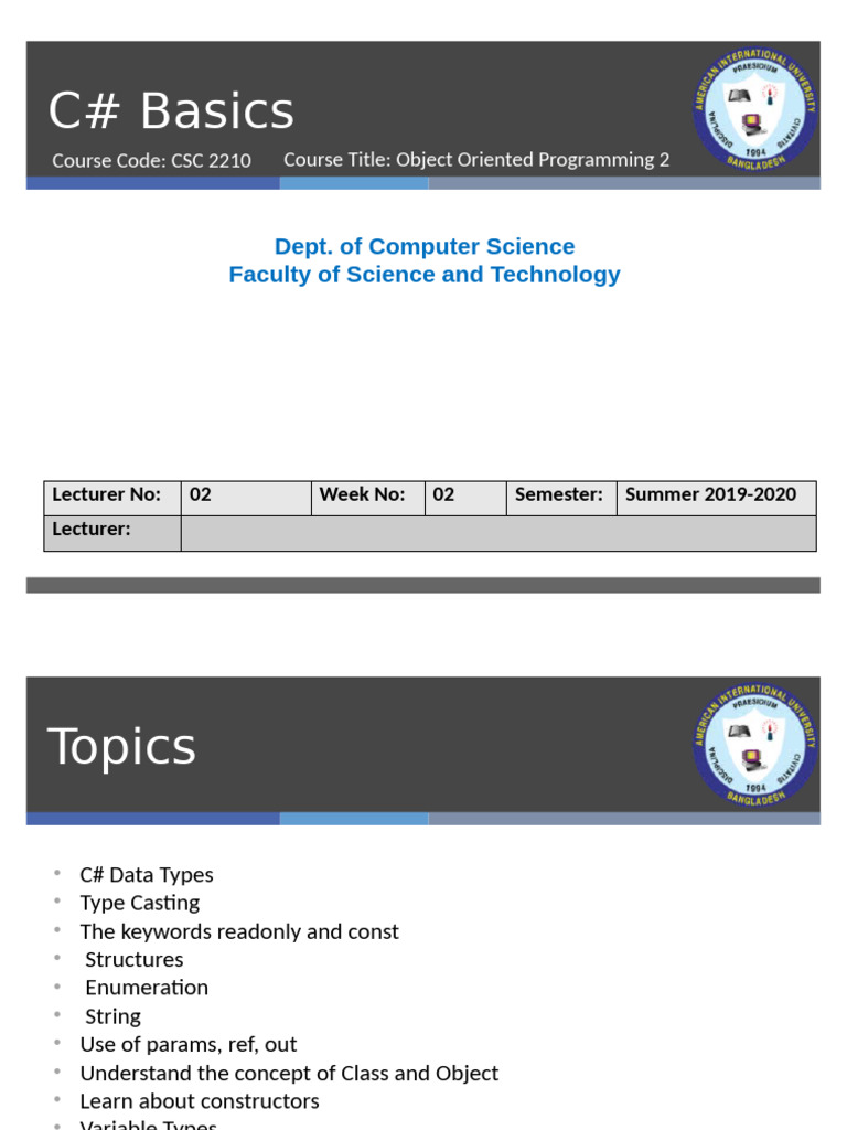 OOP2 Lecture Week 02 | PDF