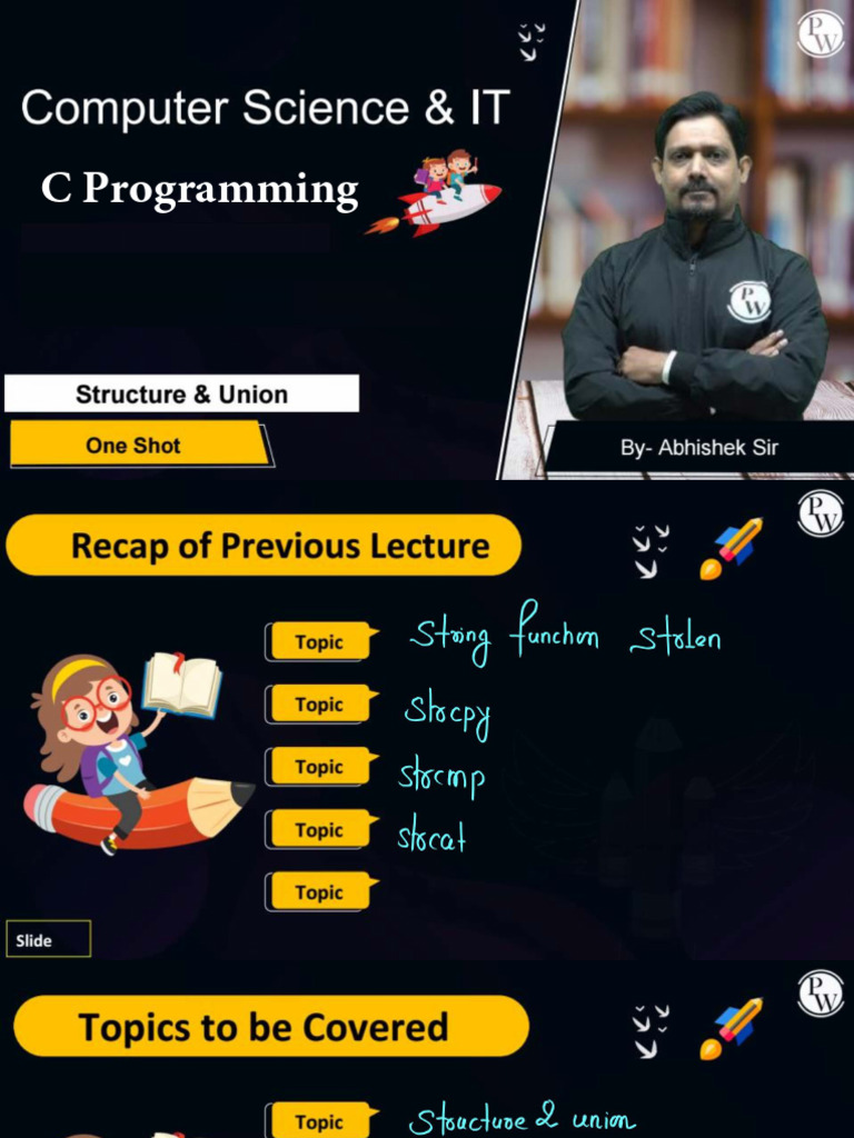Structure and Union - Class Notes - Lecture 25 | PDF