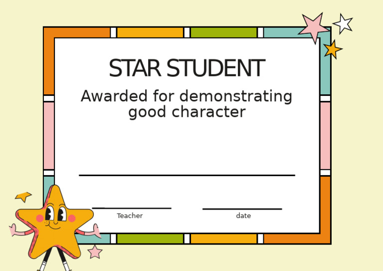 Student Award Template in Colorful Fun Style | PDF