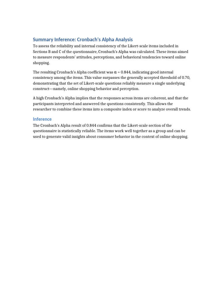 Cronbach Alpha Summary CB Test | PDF