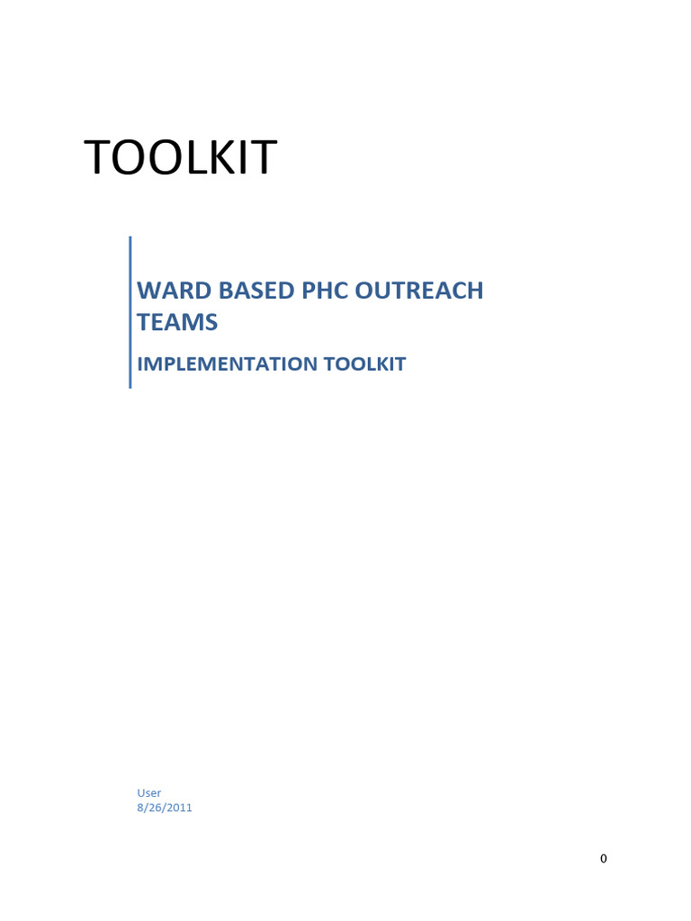 PHC OUTREACH TEAM Toolkit | PDF | Health Professional | Health Care