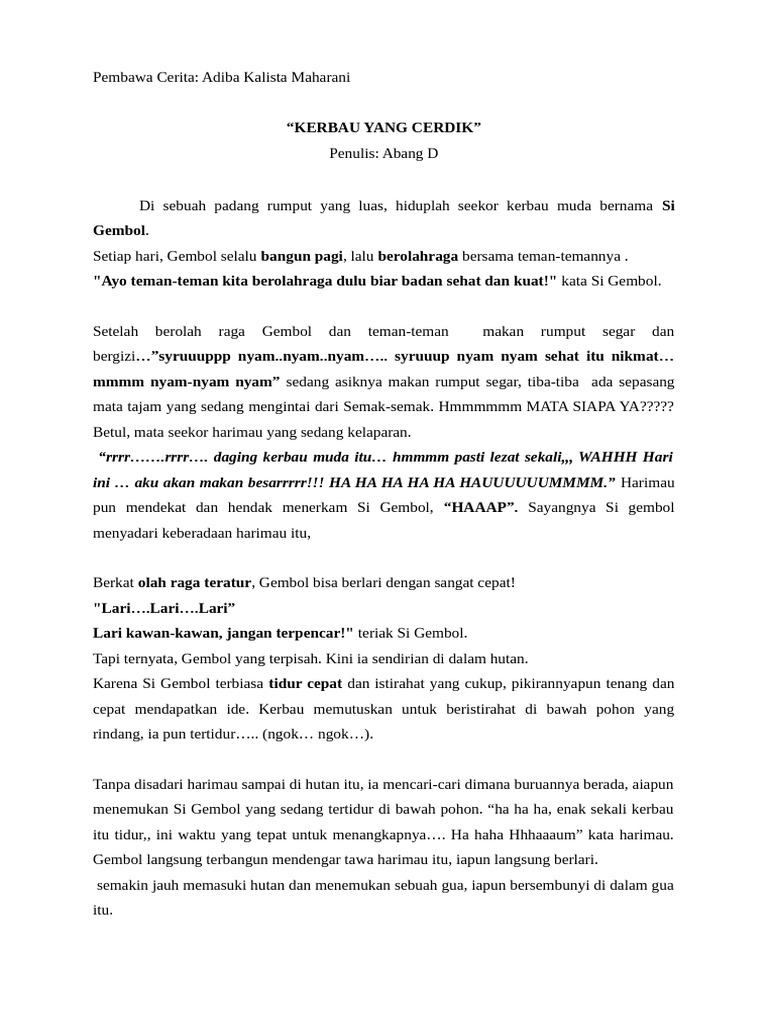 Kerbau Yang Cerdik Sawangan | PDF