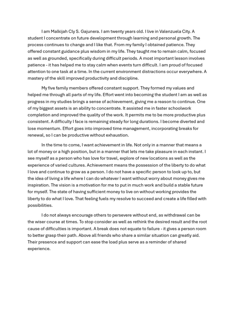 Personal Growth and Future Aspirations | PDF | Disciplines | Cognition
