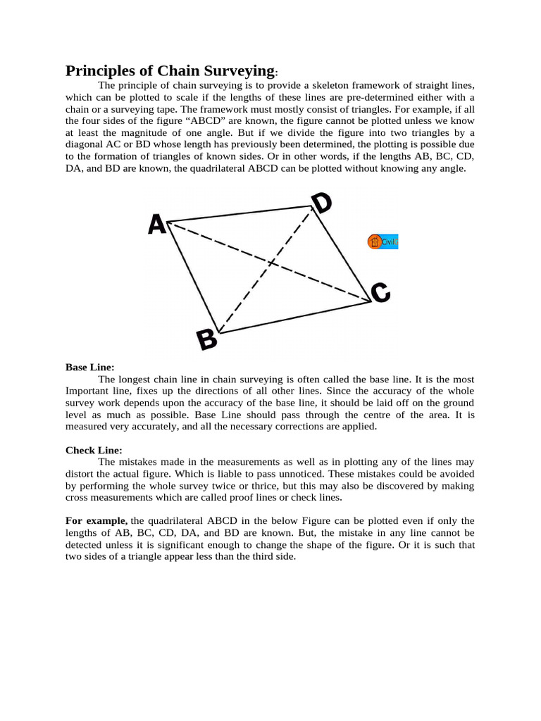 Chain Surveying Principles and Procedure | PDF | Surveying
