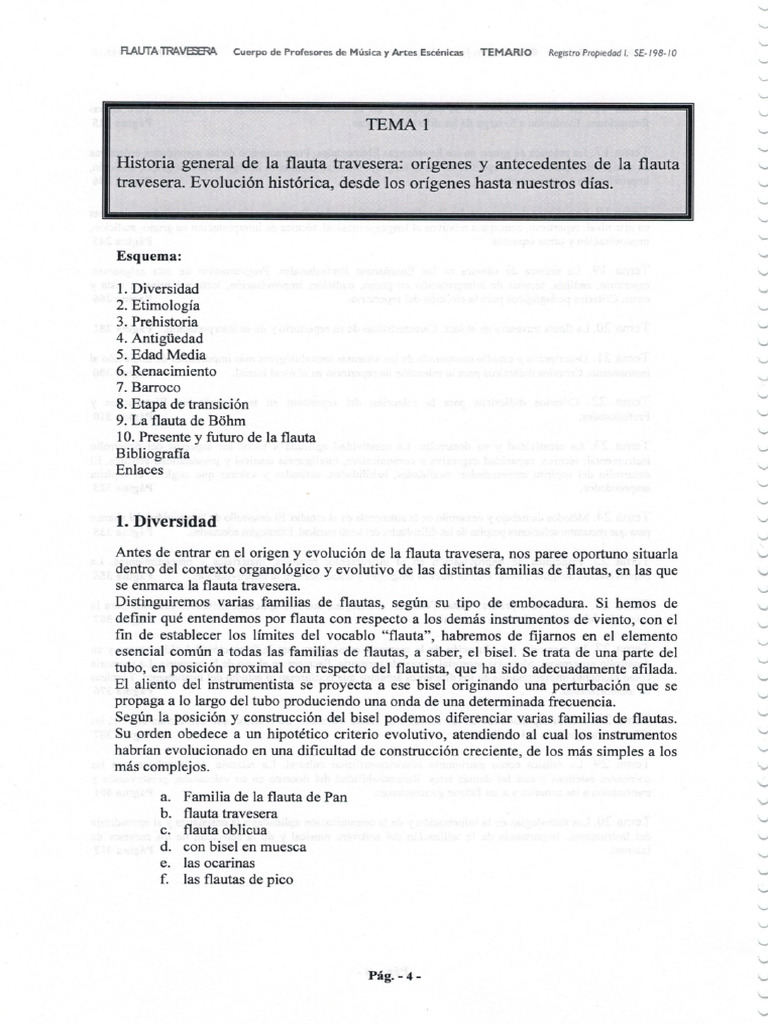 Historia de la flauta travesera | PDF | Flauta | Instrumentos musicales