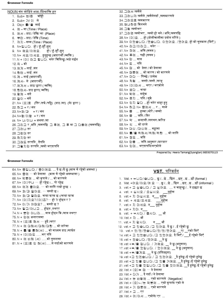 Grammer List | PDF