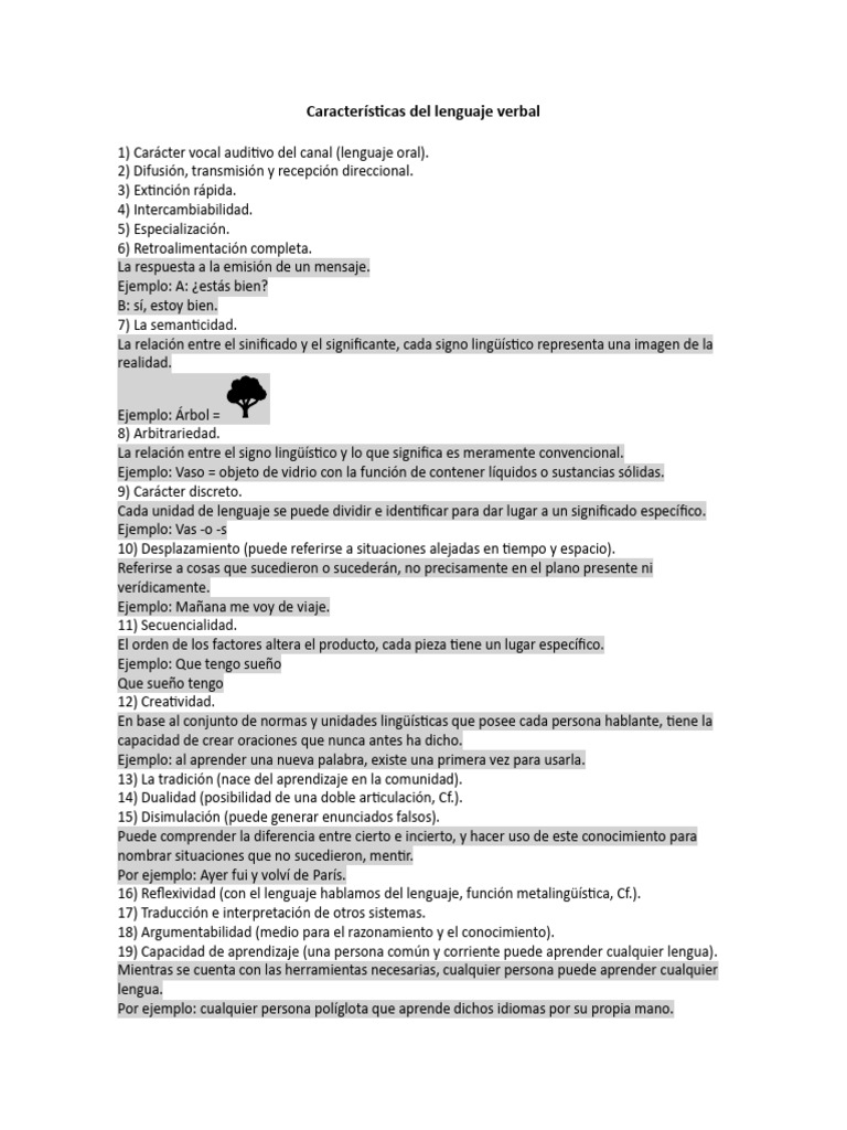 Características Del Lenguaje Verbal | PDF