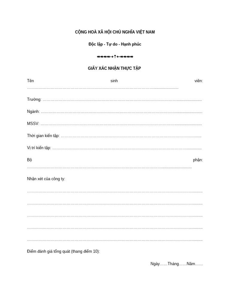 Don Xin Xac Nhan Thuc Tap Mau So 3 | PDF