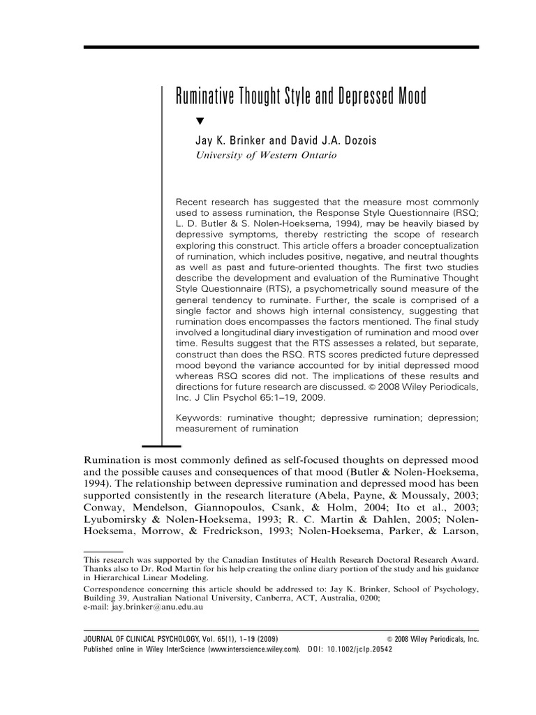 Ruminasi Doiz Dan Binker | PDF | Mood (Psychology) | Mental Health