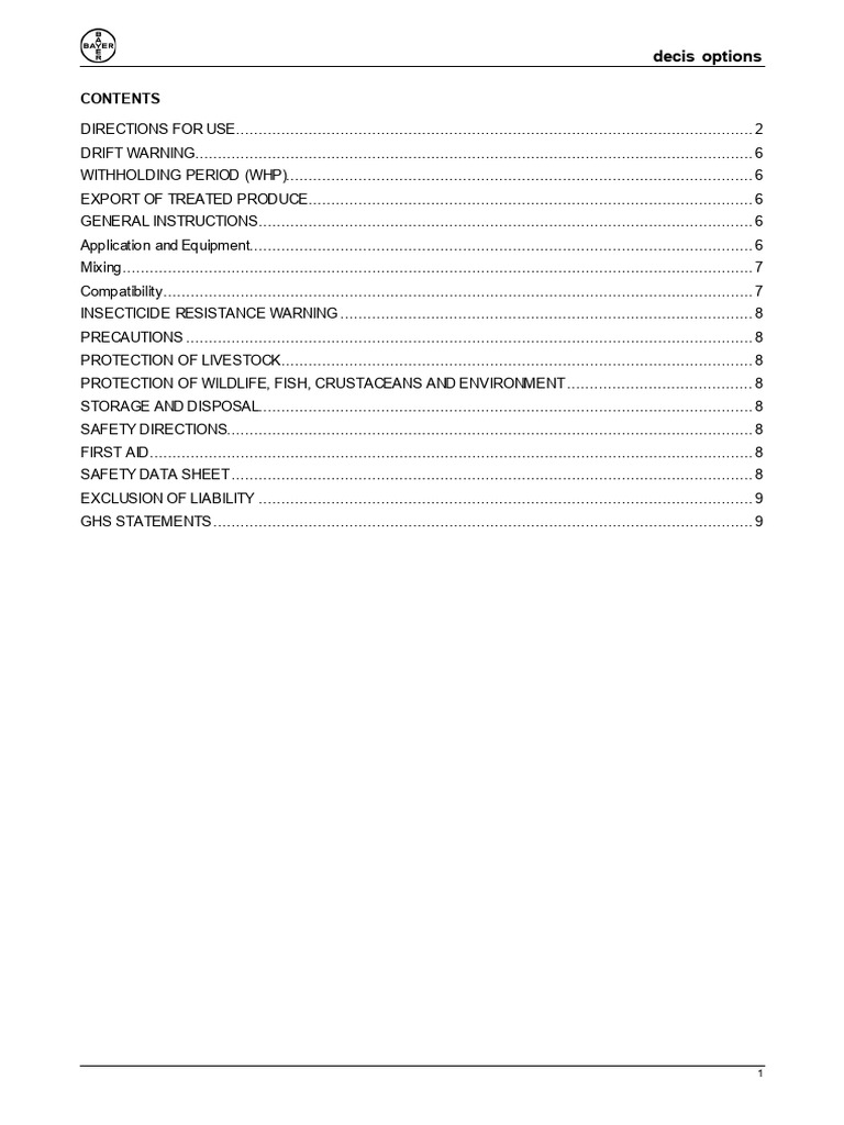 Decis Options Insecticide Product Label | PDF | Maize | Bean
